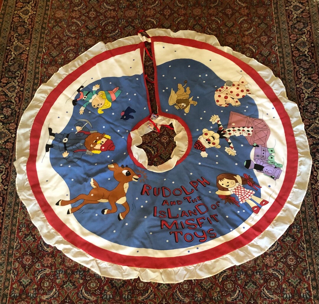 Vtg Rudolph and the Island of Misfit Toys Christmas Tree Skirt Plush ...