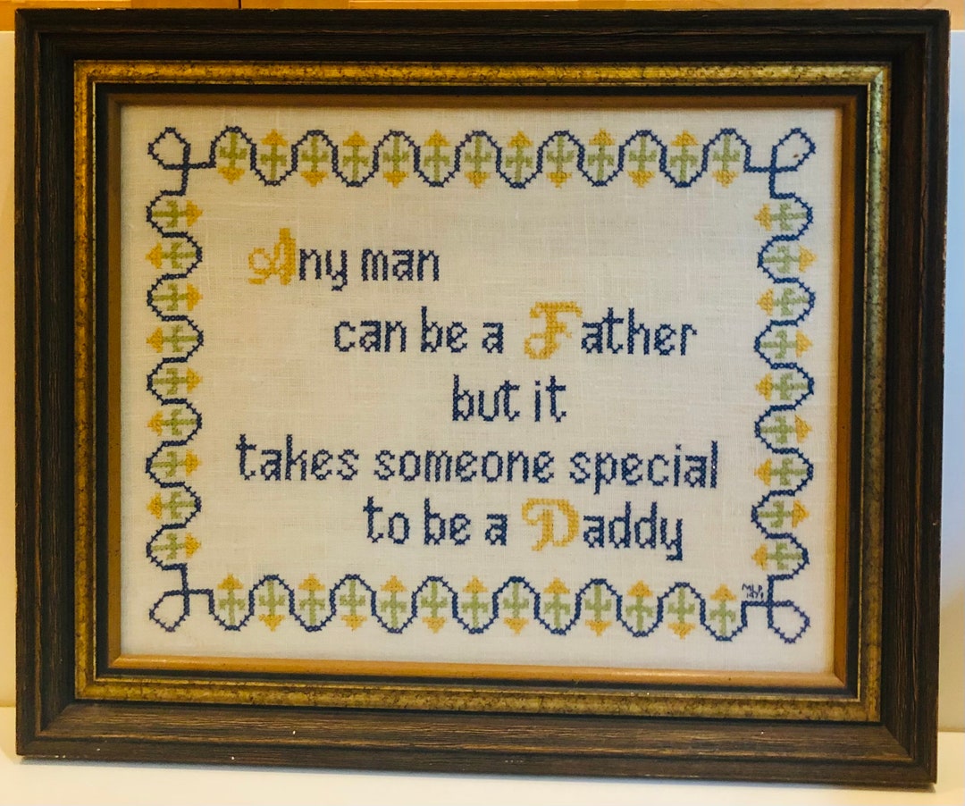 Vintage Daddy Father's Day Crosstitch Sampler Needlework - Etsy