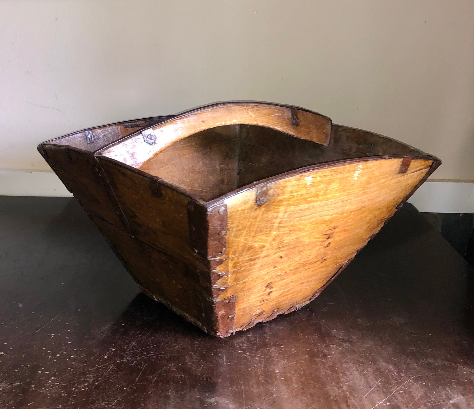 Antique Wooden Berry Bucket Rare Four Sided Berry Pail Antique Shabby ...