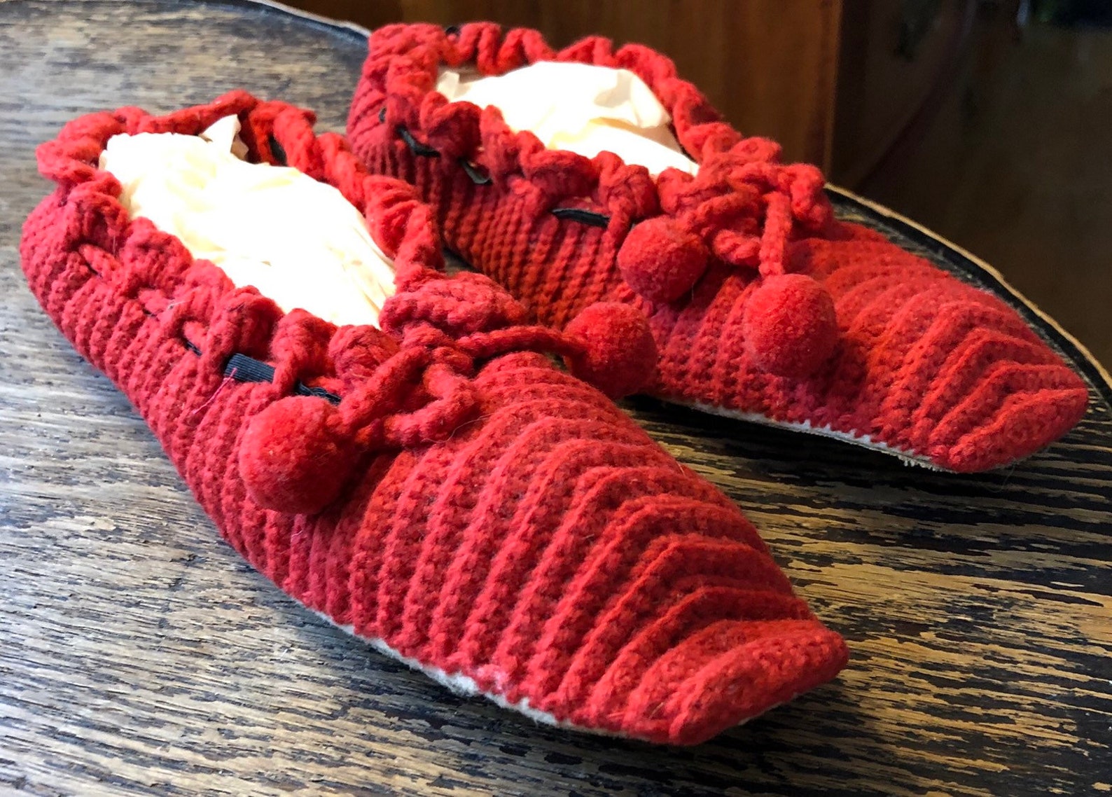 Rare Hand Knit Victorian Slippers Circa 1850s-60s Bright Red - Etsy