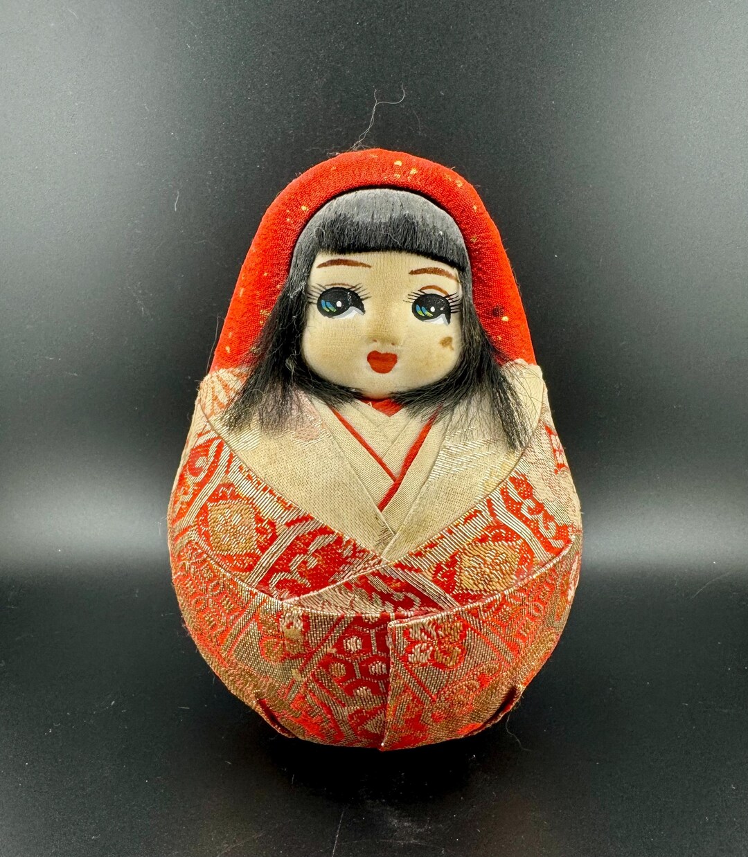 Vtg Japanese Princess Himedaruma Wedding Doll Gofun Face Roly Poly ...