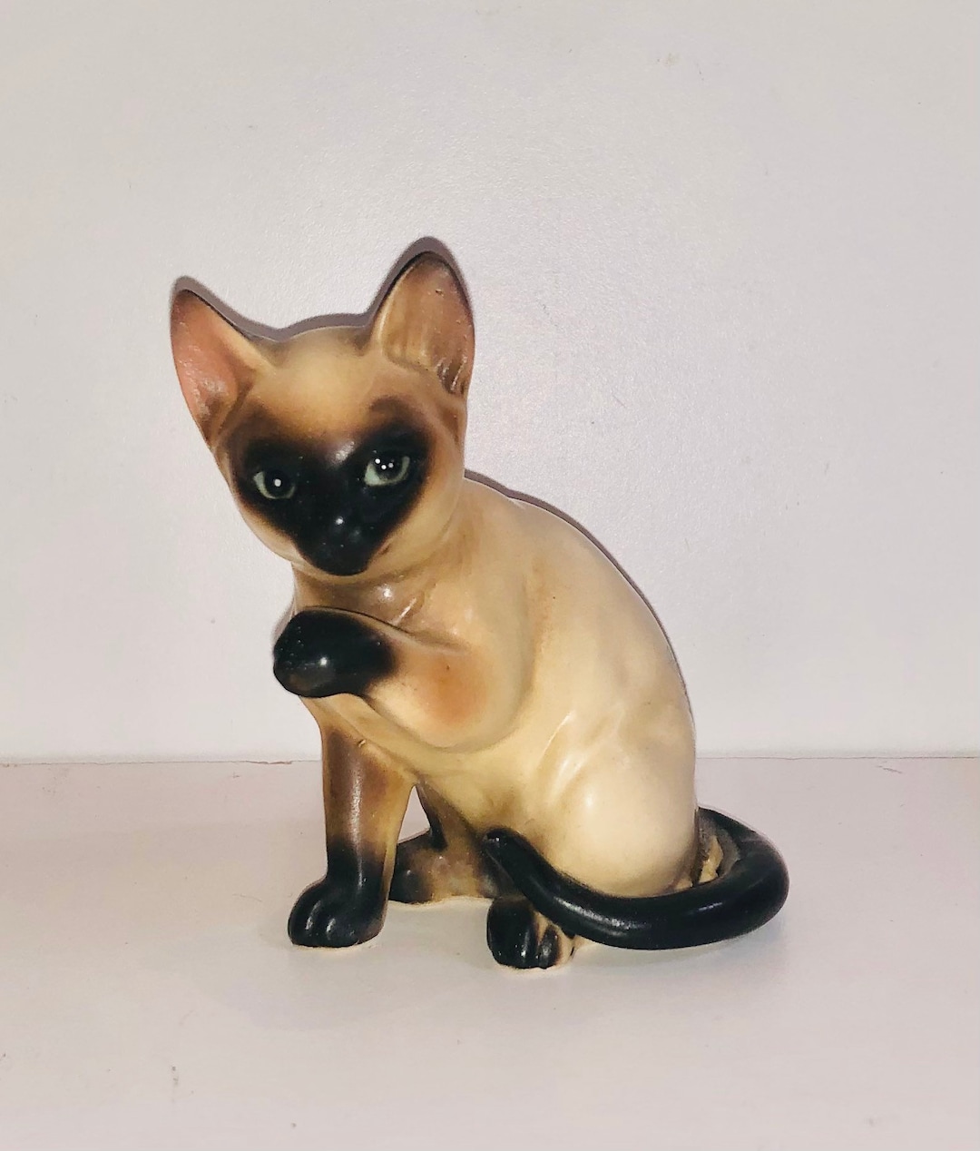 Vintage 1960s Lefton Seal Point Siamese Cat Figurine MCM Kitten ...