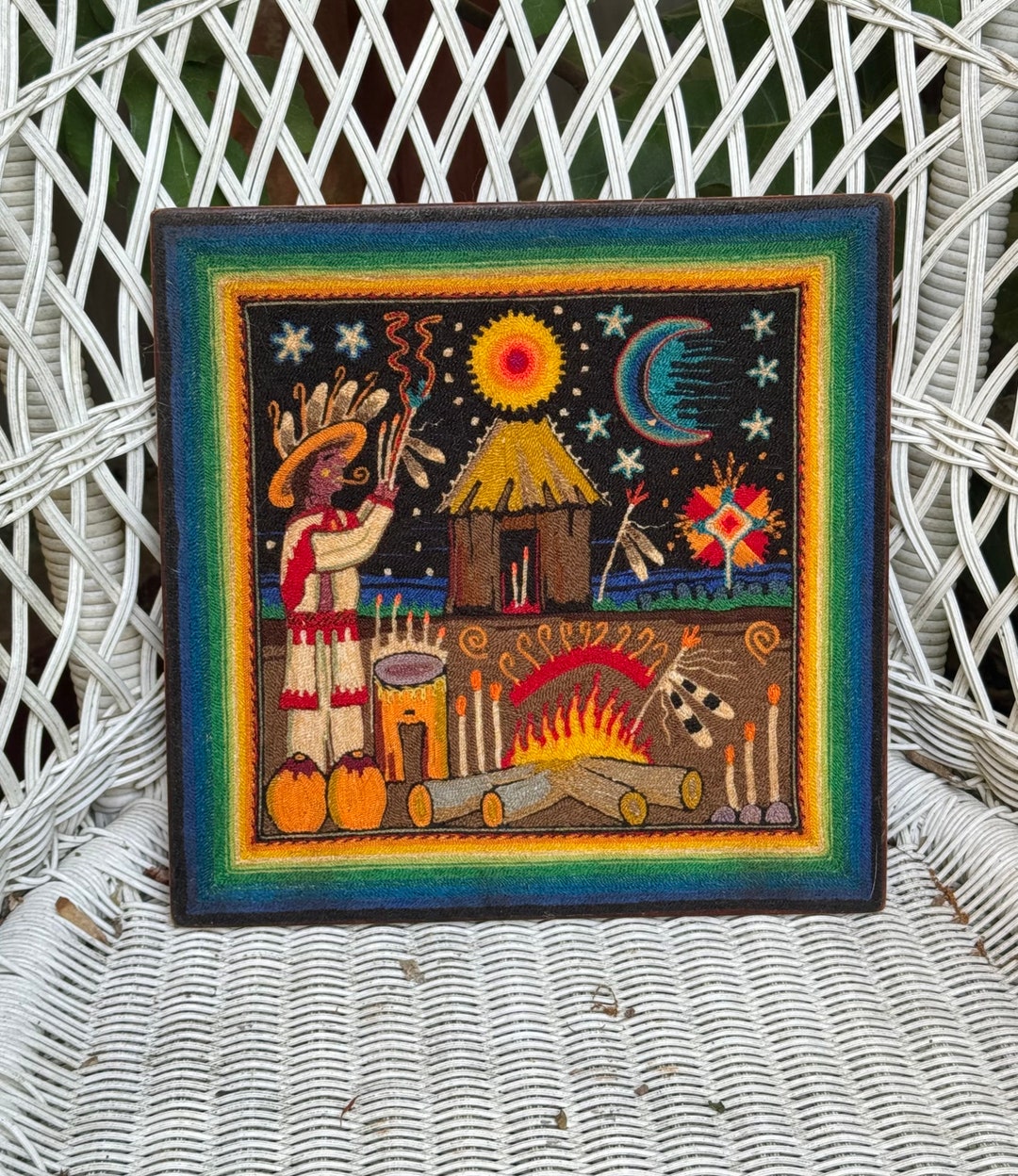 Vintage Mexican Folk Art Huichol Corn Maize Spirit Festival Elote Day ...