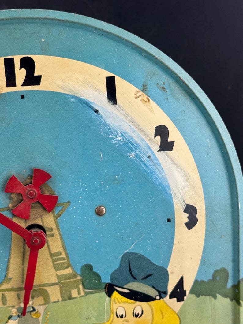 Antique 1930s Art Deco Dutch Mill Electric Clock W Windmill European ...