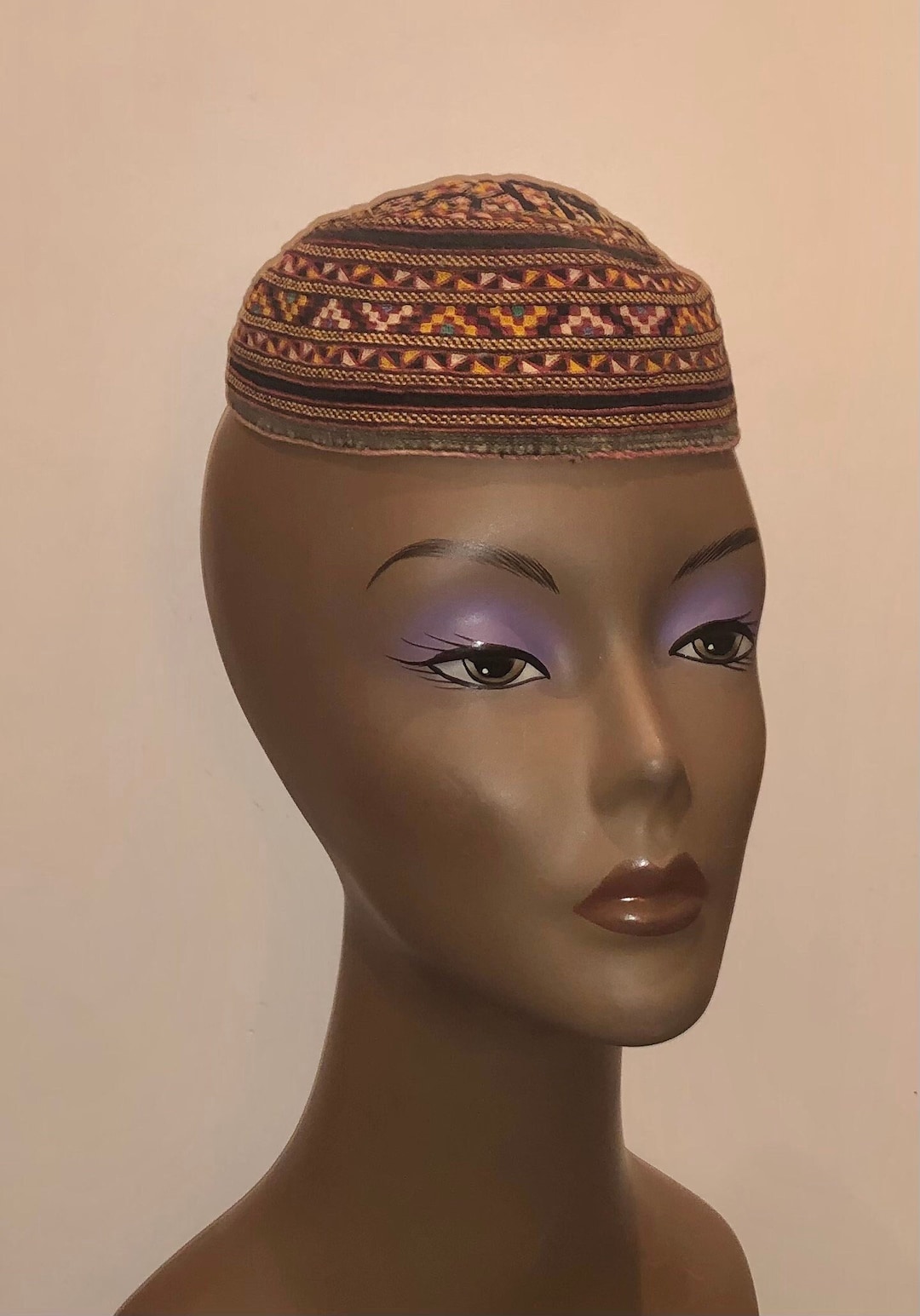 Vintage Tribal Hat African Kufi Cap Hand Embroidered Traditional Muslim ...