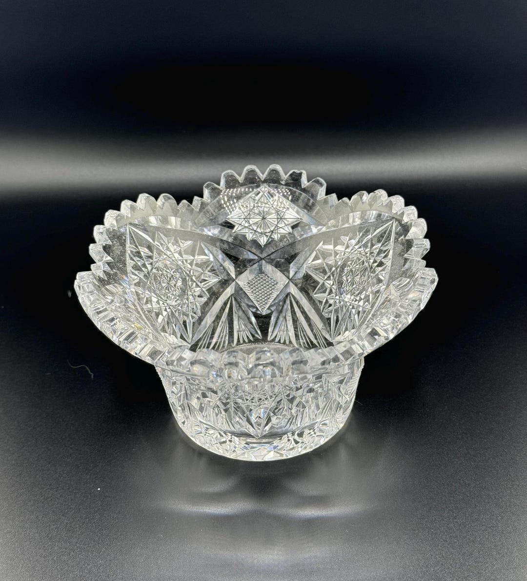 Small Antique Cut Crystal Nut Bowl Snack Dish Potpourri American ...