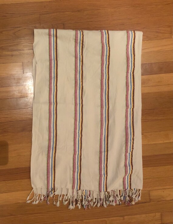 Vintage Turkish Shawl Soft with Multicolored Stripes … - Gem