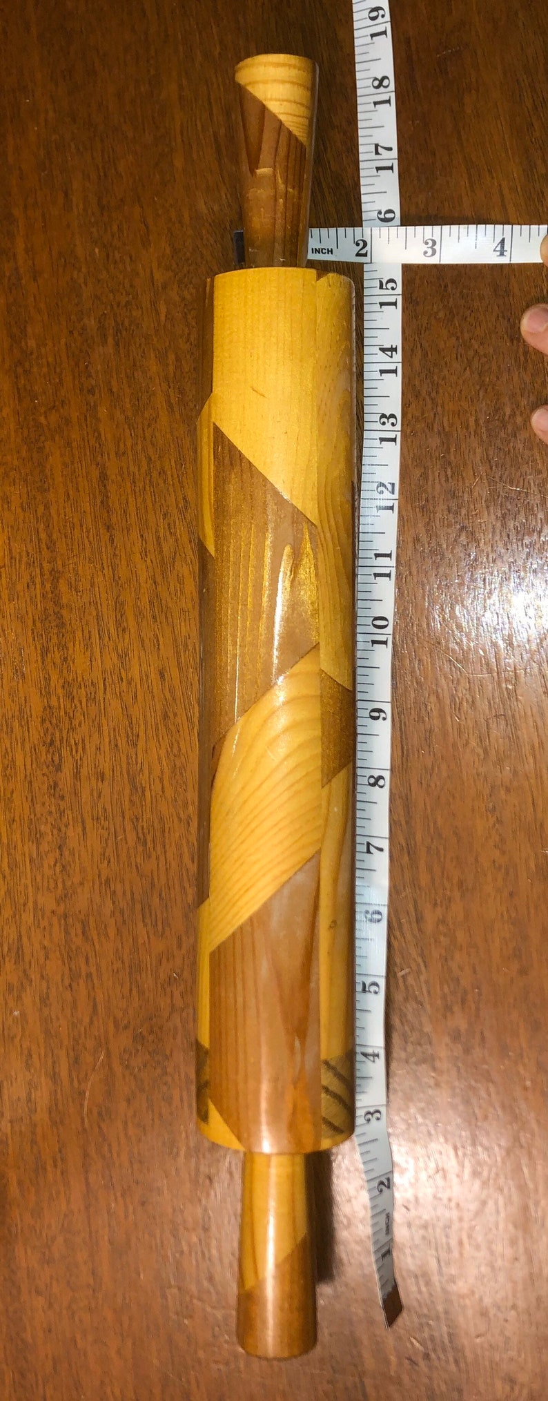 Vintage Wooden Rolling Pin Handmade Wood Inlay Marquetry | Etsy