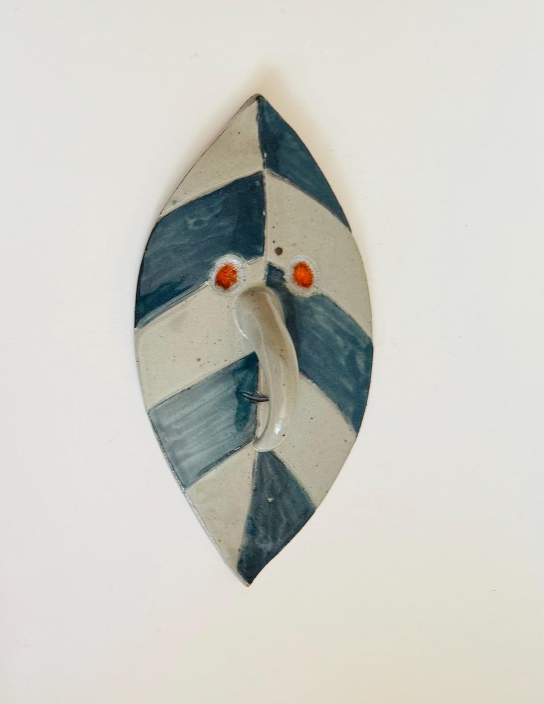 Vintage Ceramic Aboriginal Mask Wall Hanging Hand Painted W Crystalline ...