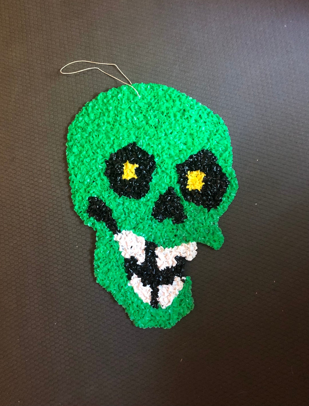 Vintage Glowing 1970s Green Halloween Skull Holiday Wall Ornament ...