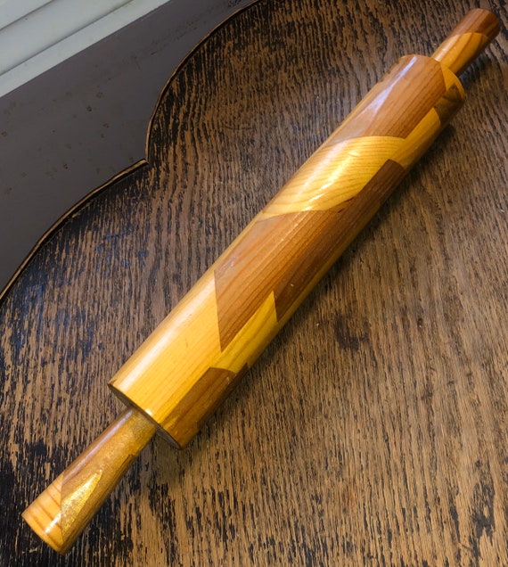 Vintage Wooden Rolling Pin Handmade Wood Inlay Marquetry | Etsy