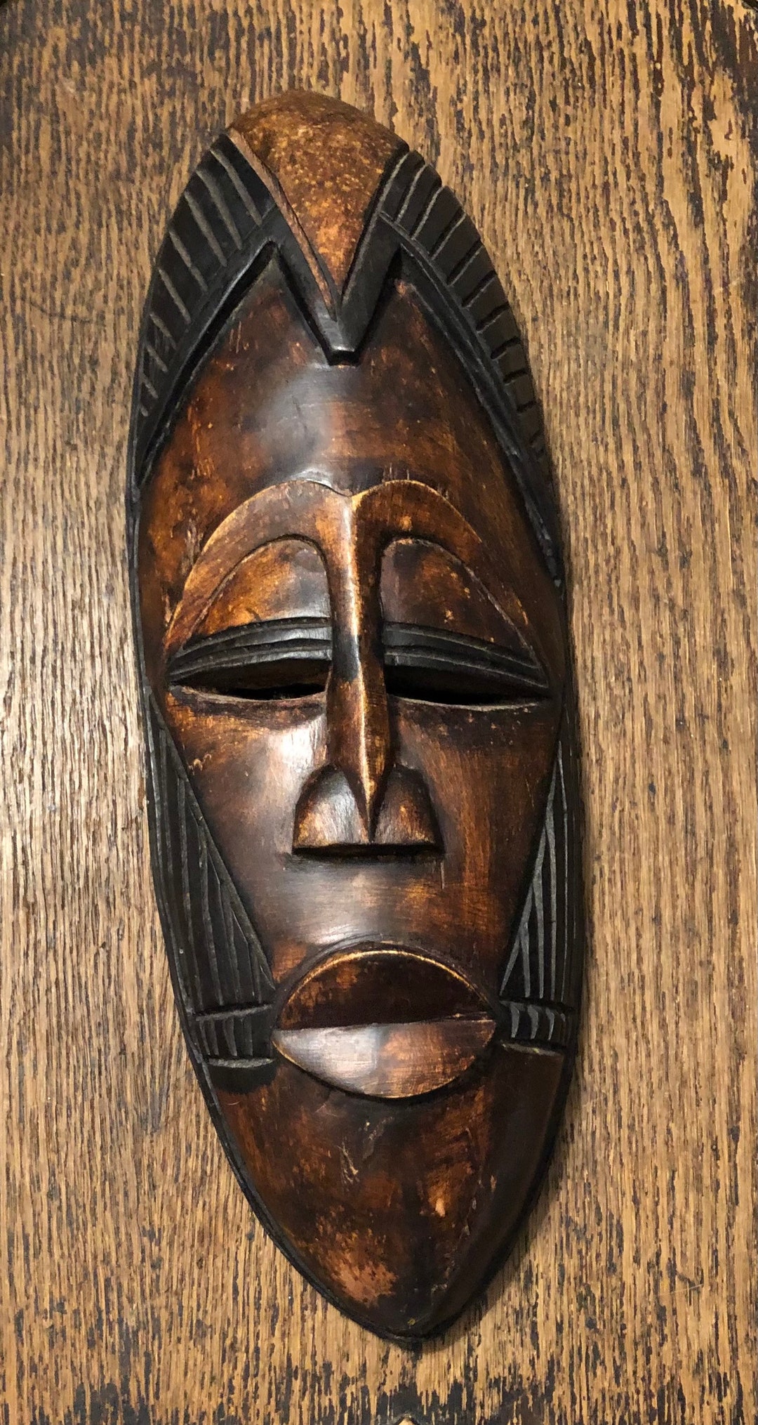 Vintage Carved African Mask Sculpture Tribal Mask Wall Hanging Ca 1900s ...