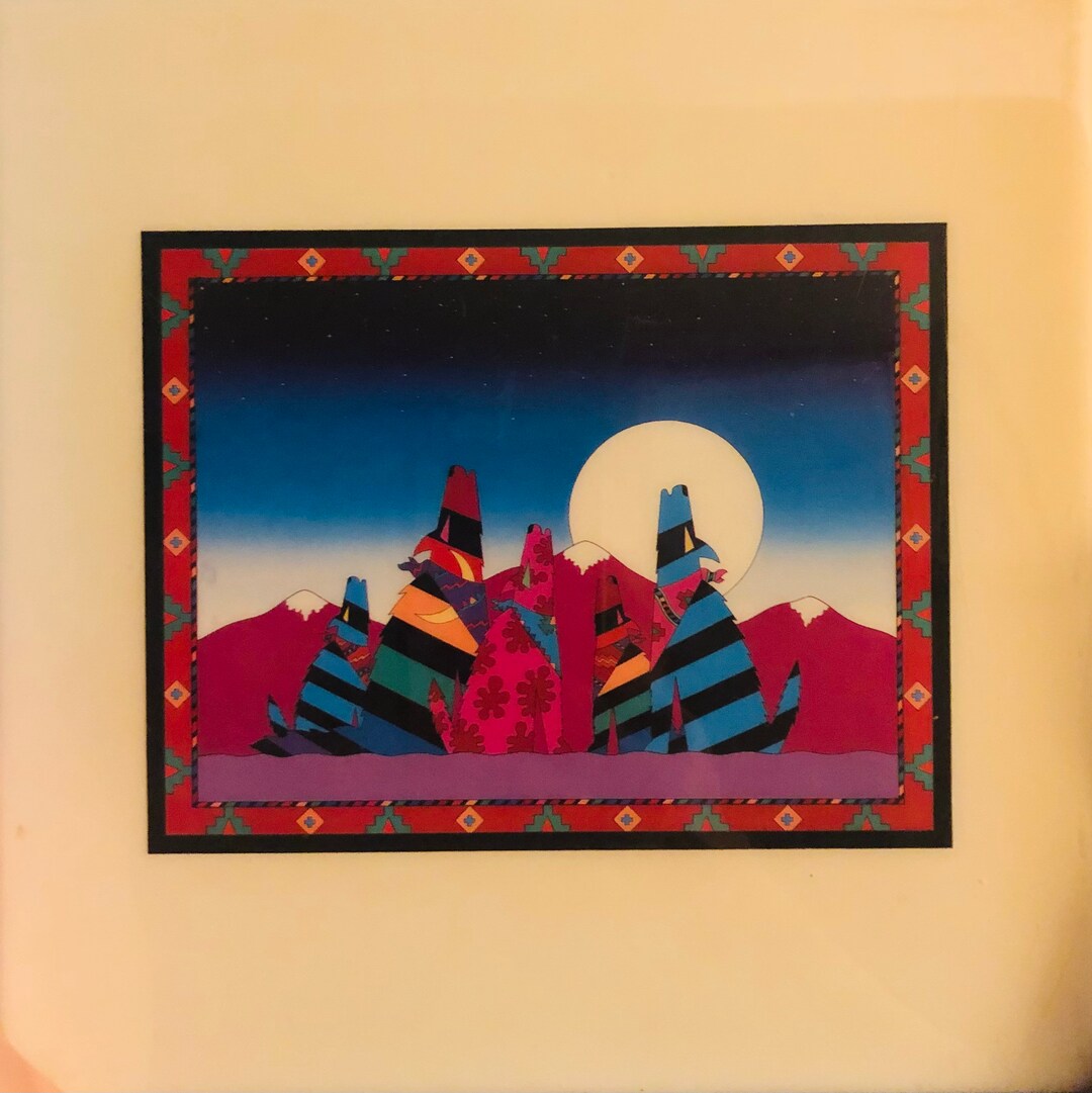 Vintage 1980s Tavlos Hanging Ceramic Tile Wall Art Howling Coyotes ...