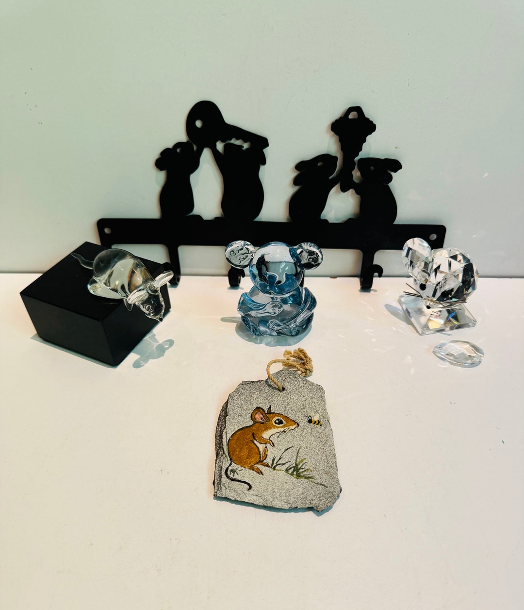 Vintage Mouse Collection Glass Mice Figurines Metal Mice Key Hook Hand ...