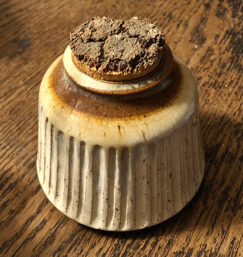 Vintage Studio Art Pottery Lidded Container With Cork Lid Signed by ...