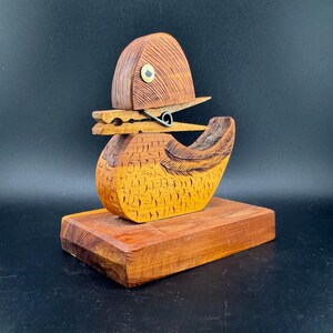 Vintage Wooden Folk Art Duck Recipe Card Notecard Holder Clothespin ...