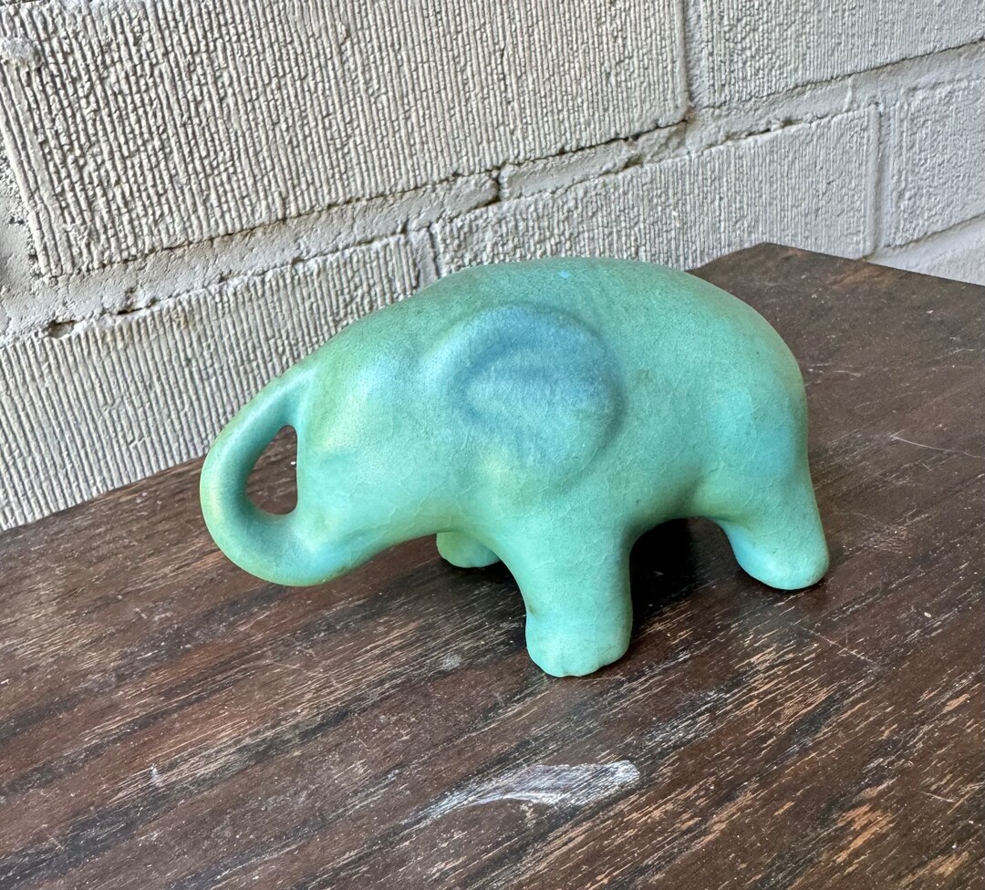 Vintage Van Briggle Pottery Elephant Figurine Signed Adorable Miniature ...