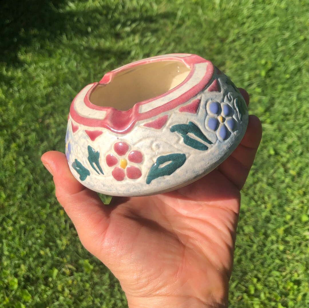 Arts & Crafts Vintage Japanese Ceramic Ashtray Made in Japan Floral ...