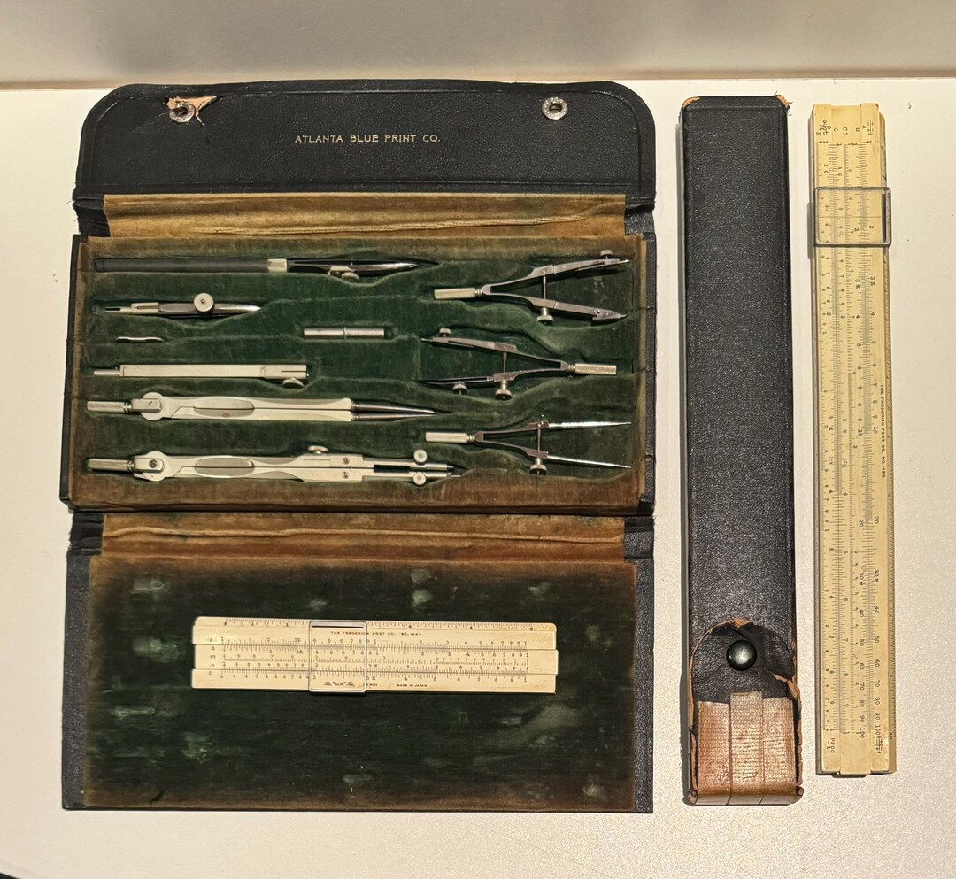 Vtg Dietzgen Germany Drafting Tool Set 1066B W Case Atlanta Blue Print ...
