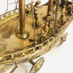 RARE Antique Dutch Silver Nef Ornate Silver Ship Sculpture Galleon ...