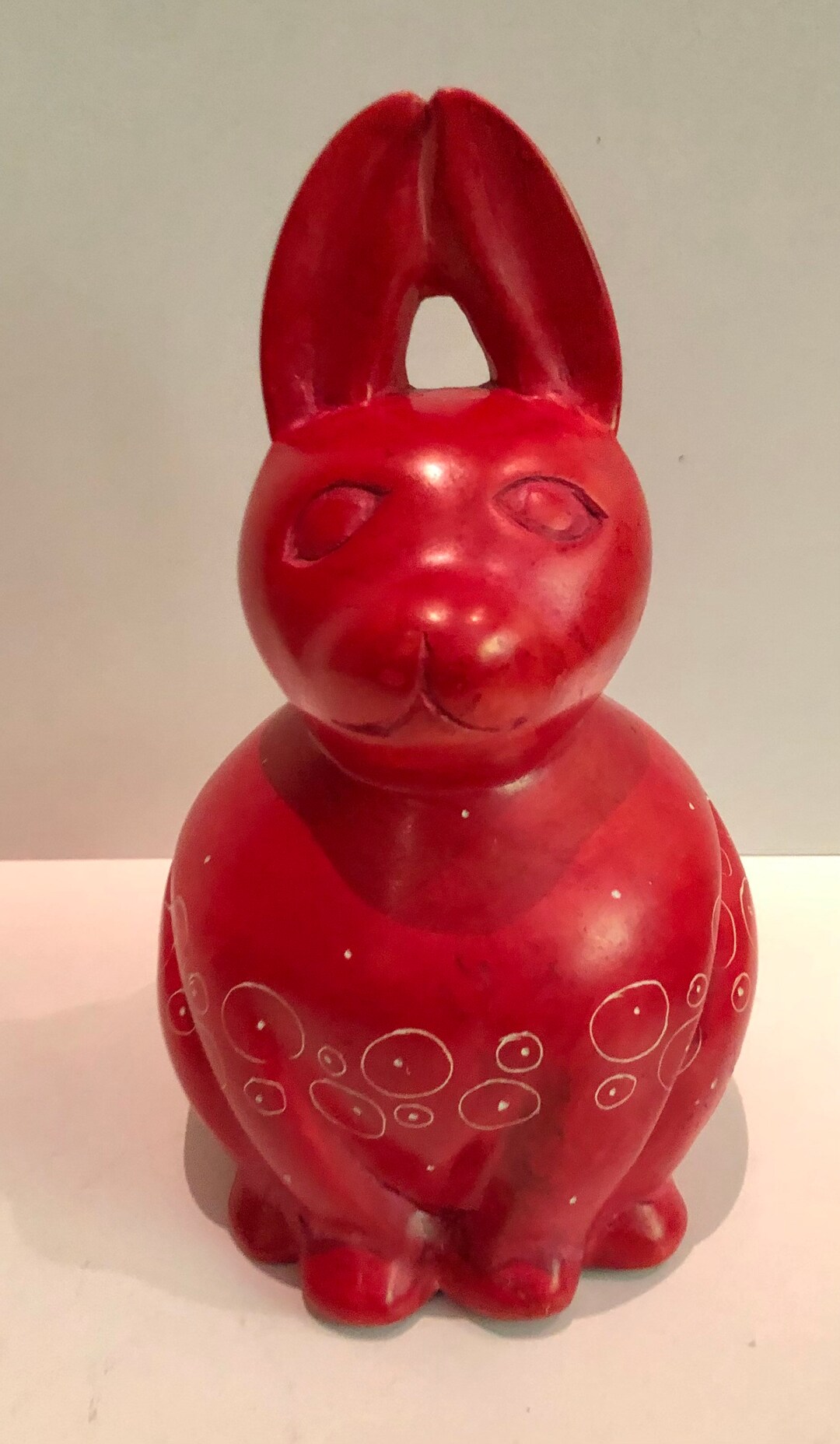 Vintage African Soapstone Rabbit Statue Sculpture Bright Red Kisii ...