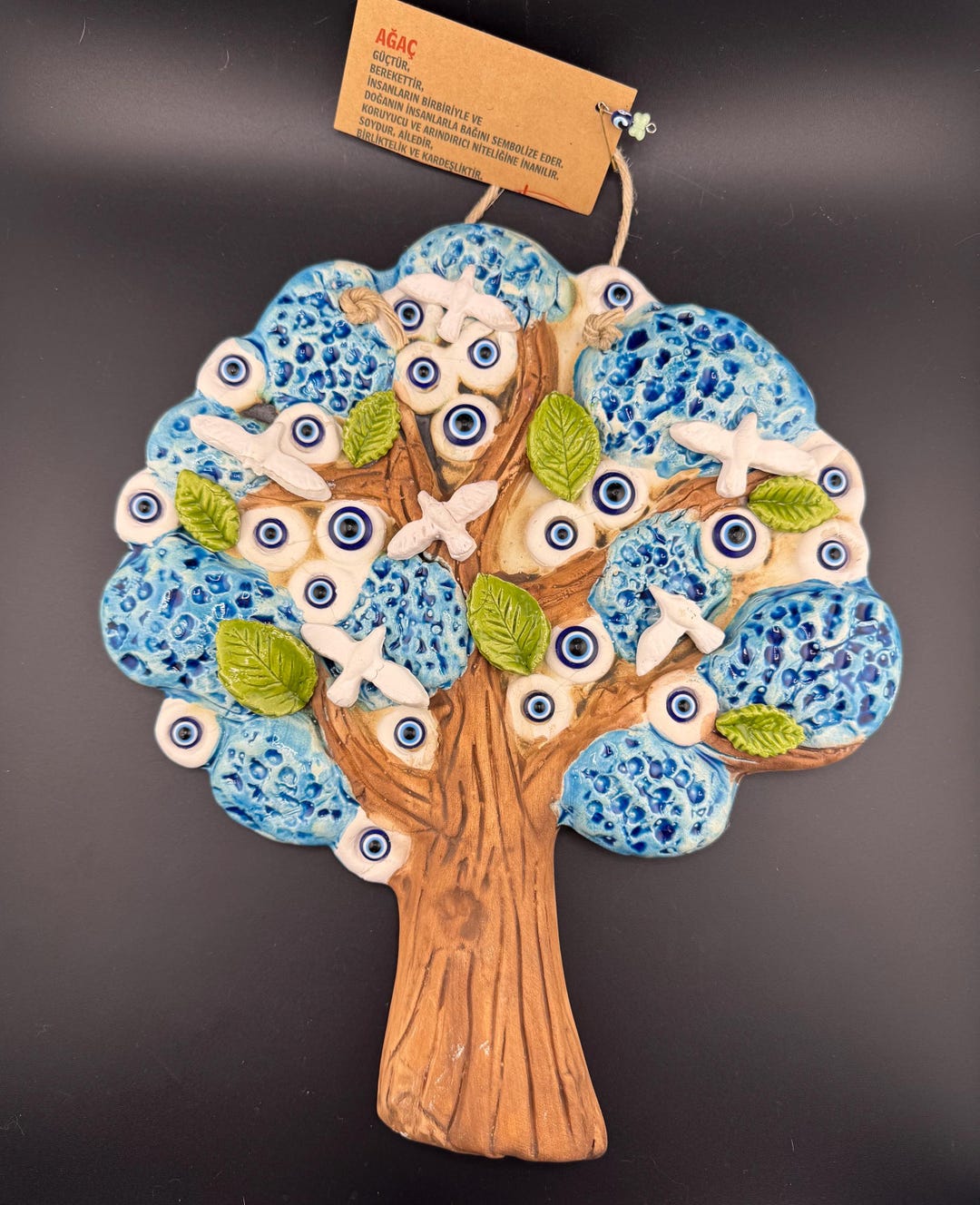 Beautiful Ceramic Turkish Tree of Life Nazar Tree Wall Hanging White ...