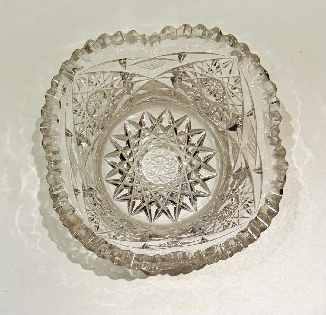 Sweet Antique Cut Crystal Nut Bowl Snack Dish Potpourri American ...