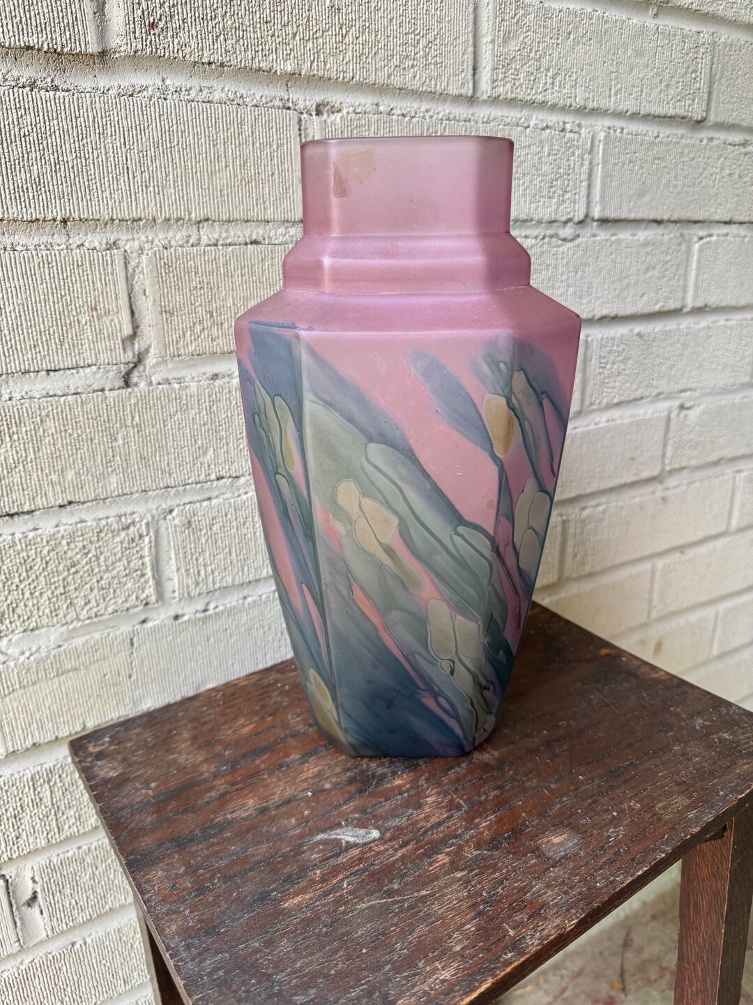 Vintage Hand Painted Rueven Glass Nouveau Art Glass Vase Gorgeous ...