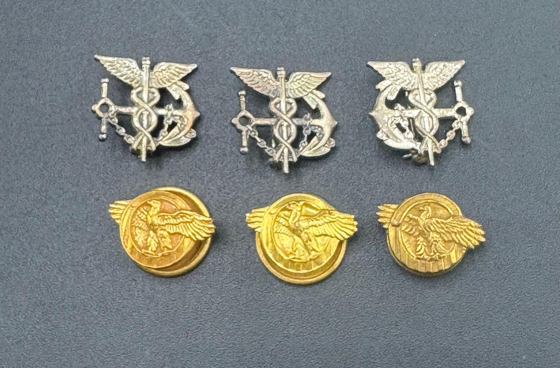 WWII US Military Pins 3 Navy Medical Corps Doctor Nurse Pin Health ...
