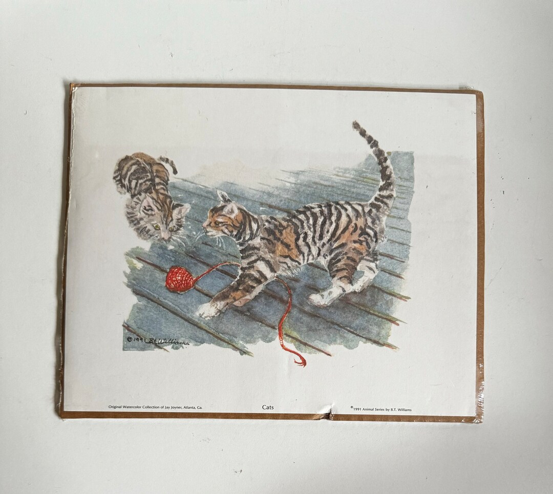 Vintage 1991 Animal Series by BT Williams Cats Print Playful Tigger ...
