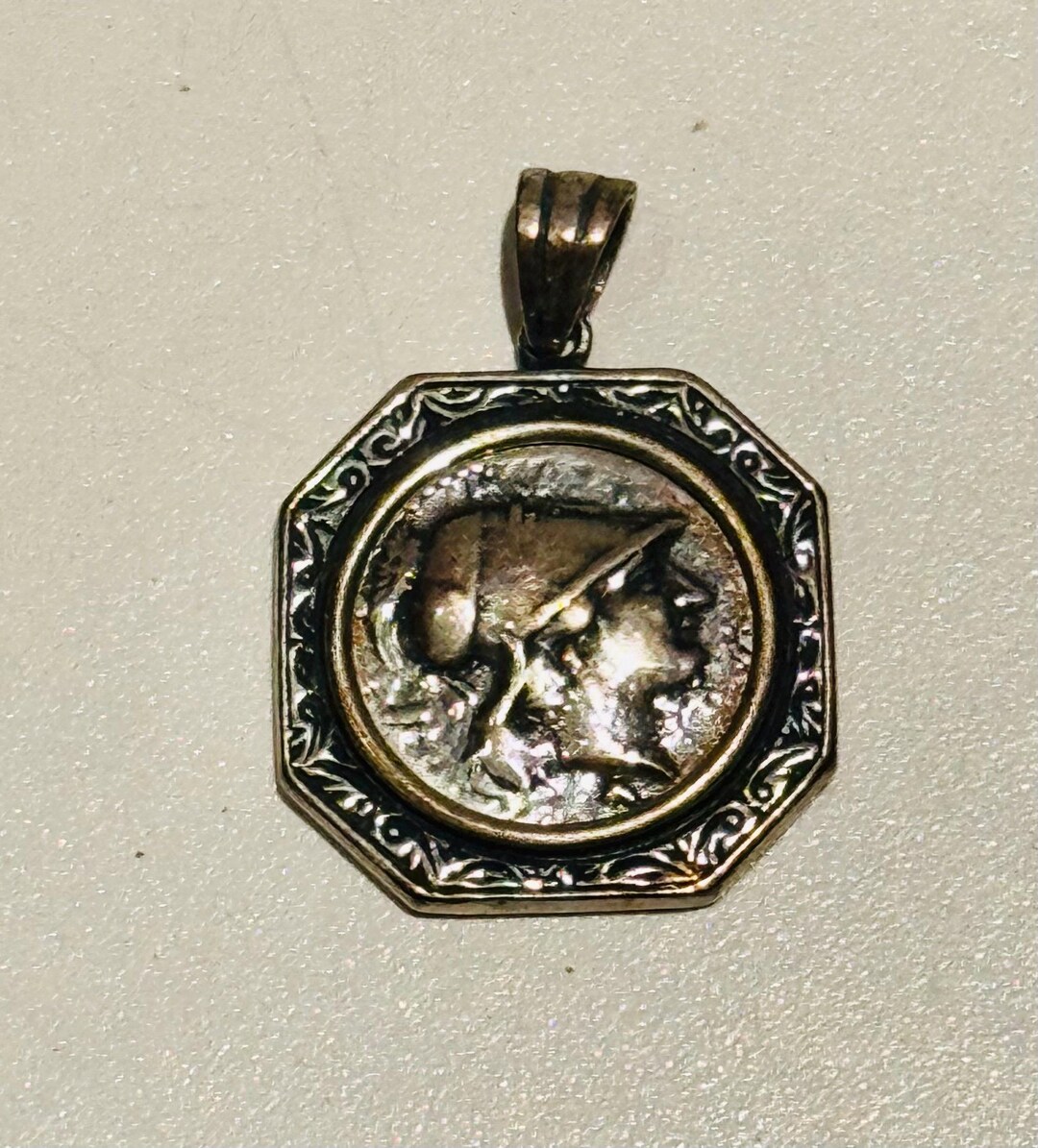 Vintage Silver Athena Greek Goddess Coin Medallion Pendant Amulet ...