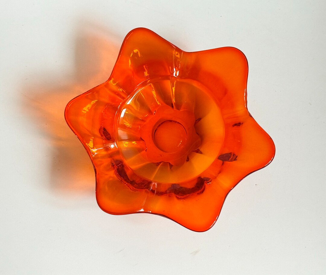 HTF Vintage Persimmon MCM Viking Glass 1119 9 Cigar Ashtray 6 Petals ...