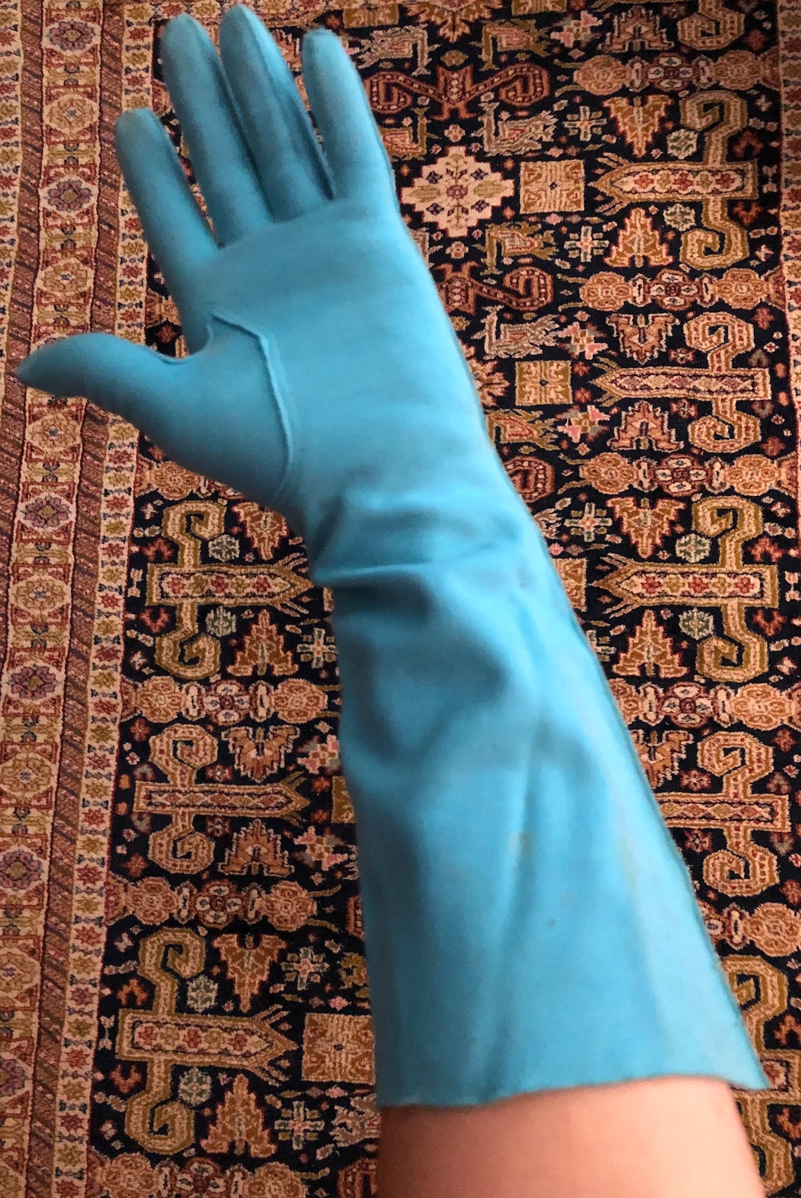 Vintage Dress Gloves Turquoise Mid Length Gloves 100% Cotton - Etsy