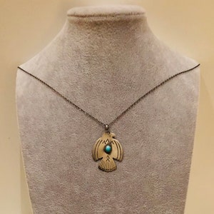 Vintage UITA 10 Hallmark Thunderbird Turquoise Pendant Necklace Native ...