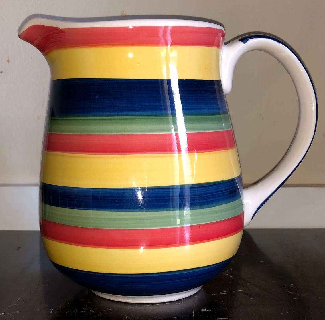 Vintage Ceramic Water Pitcher w Colorful Swirl Pattern 8 Inch | Etsy