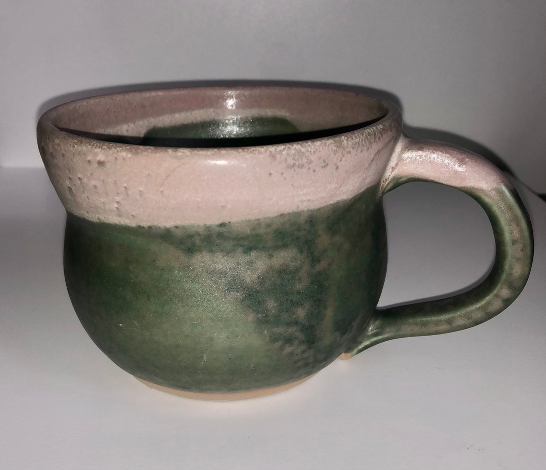 Vintage Soup Chowder Mug Green Drip Glaze Ceramic Mug Large Coffee Mug ...