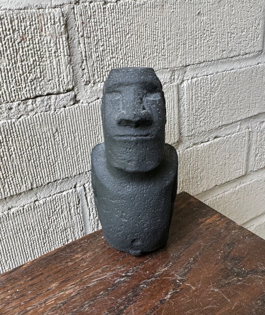 Heavy Cast Easter Island Monolith Statue Moai Stone Figure Rapa Nui Folk Art Bust Miniature ...