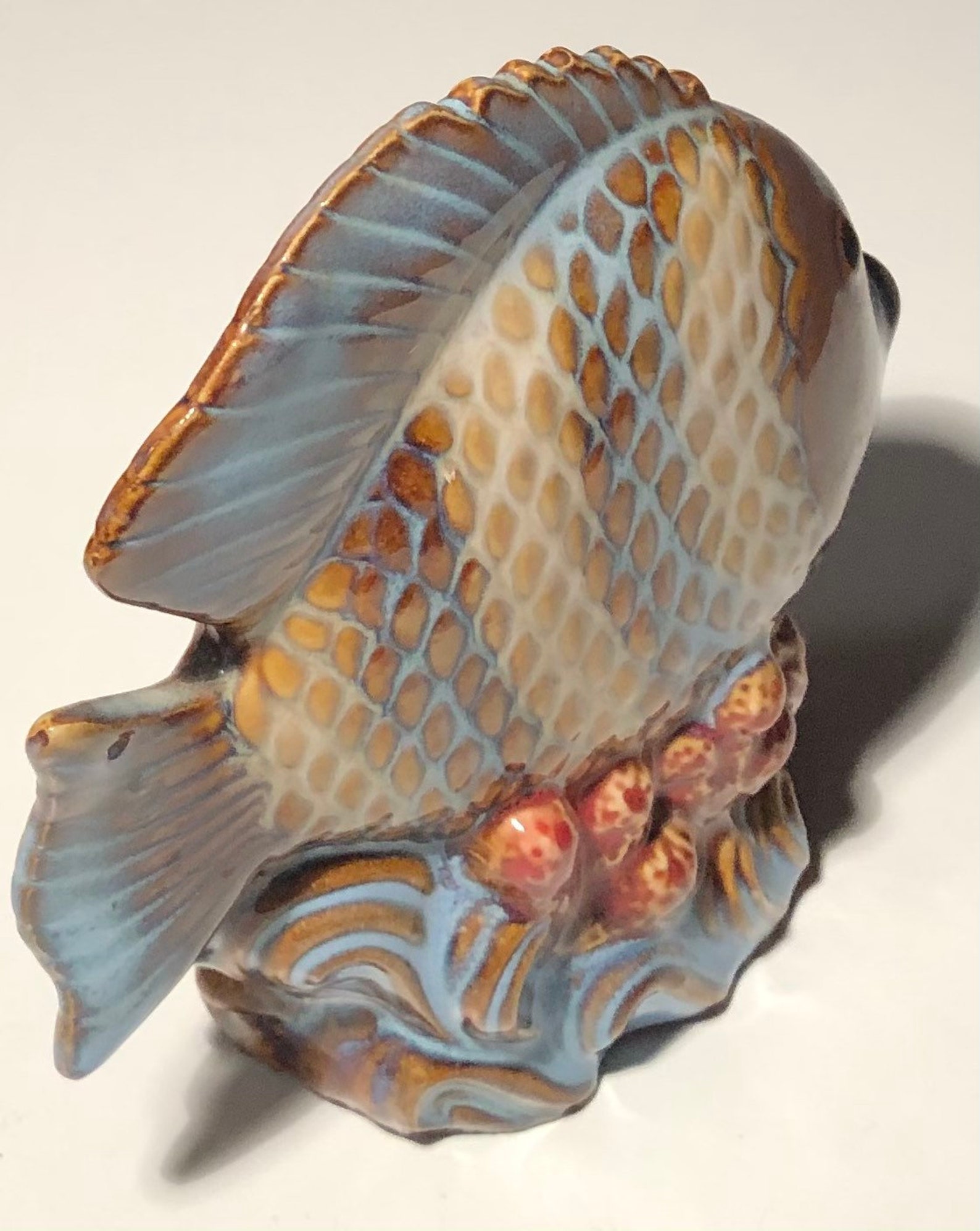 Lusterous Small Ceramic Fish Figurine Fish Swimming Waves Red | Etsy