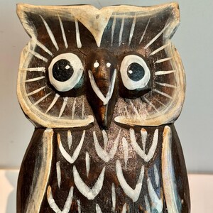 Fun Primitive Painted Wood Folk Art Owl Sculpture Rustic Hoot Owl ...