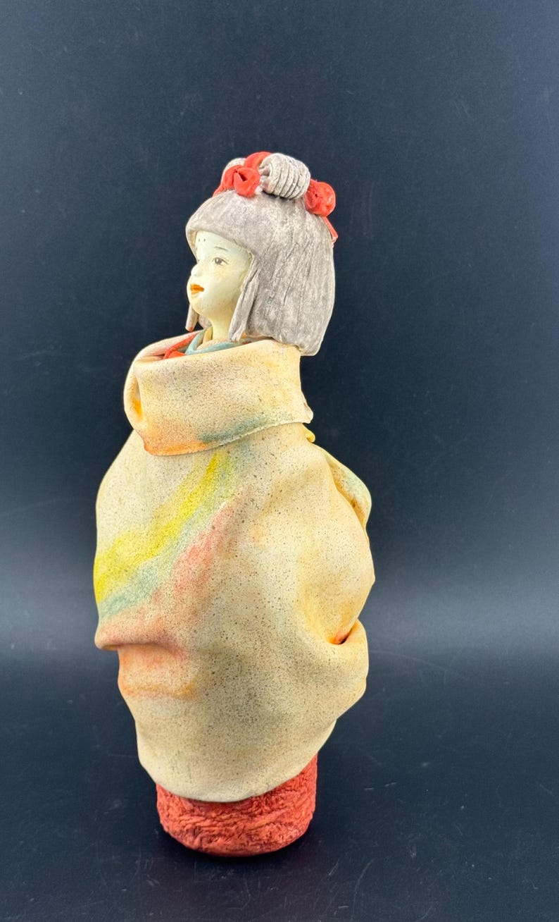 Vtg Hand Painted Japanese Geisha Girl Statue Young Lady in Colorful ...