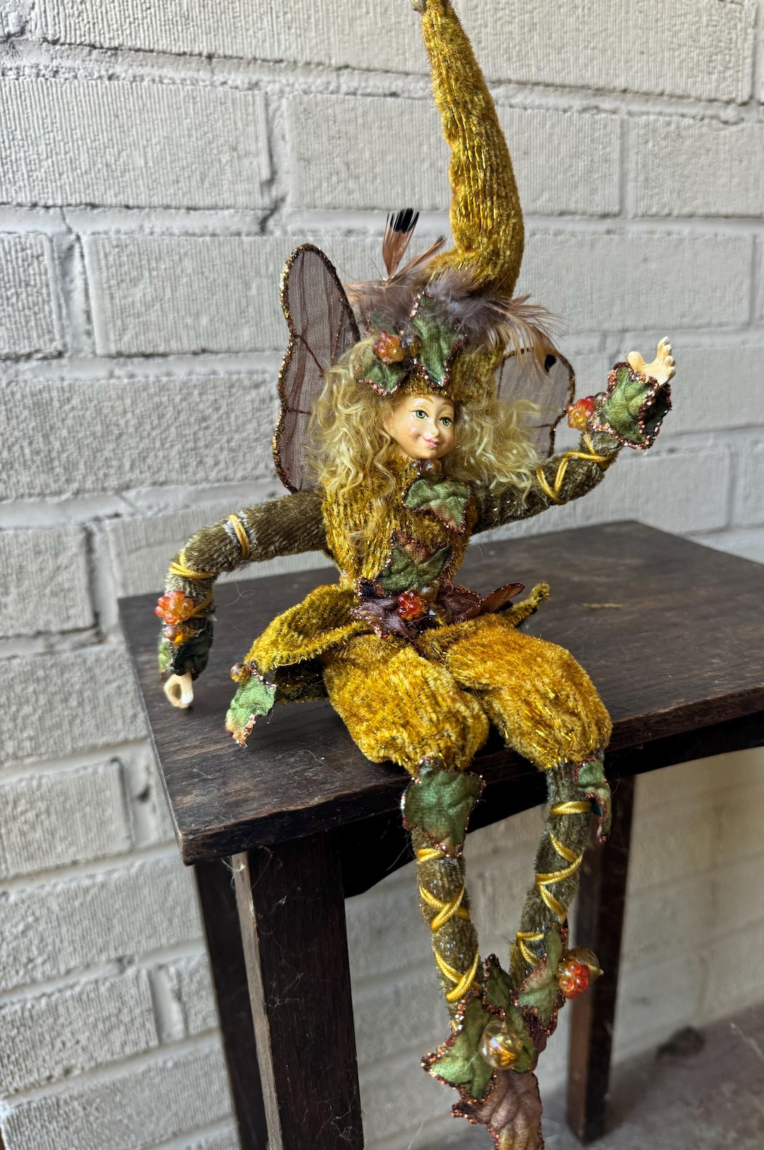 Vintage Woodland Fairy Shelf Sitter Whimsical Elfin Man Poseable Elf ...