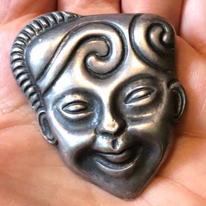 Vintage Mayan Tribal Mask Mexican Sterling Brooch Silver Signed ...