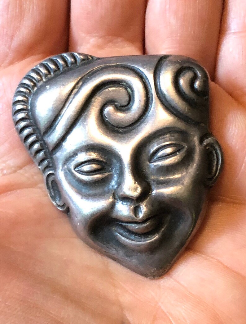Vintage Mayan Tribal Mask Mexican Sterling Brooch Silver | Etsy