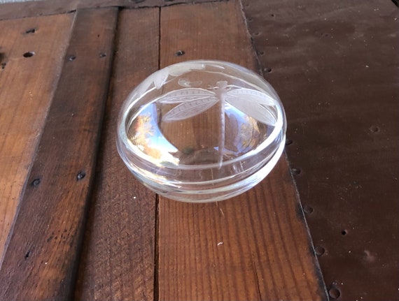 Vintage MMA Art Deco Etched Crystal Dragonfly Powder … - Gem