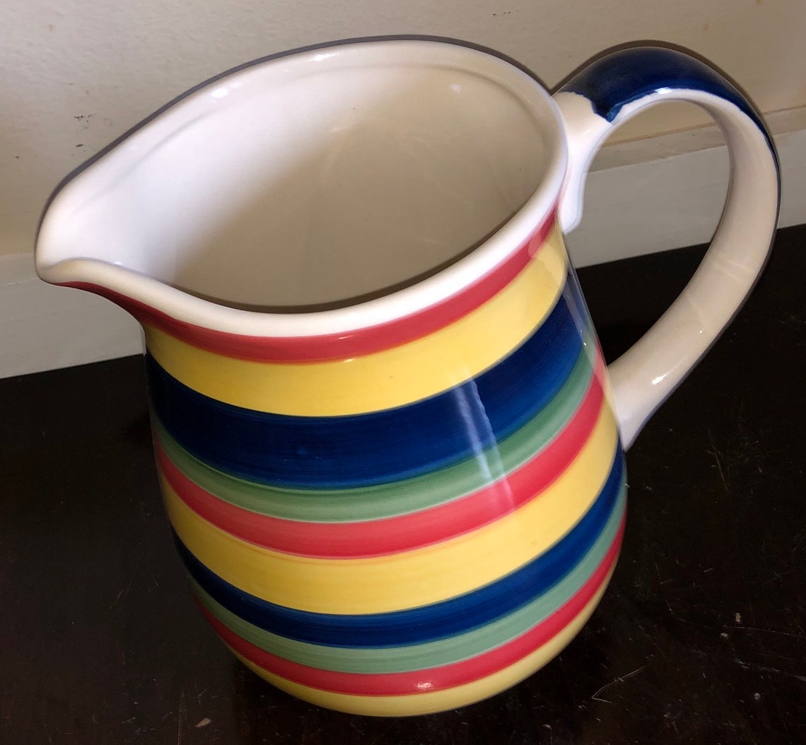 Vintage Ceramic Water Pitcher w Colorful Swirl Pattern 8 Inch | Etsy