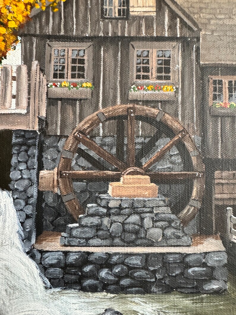 Vintage Original Grist Mill Painting Georgia Rural Farm River Peaceful ...