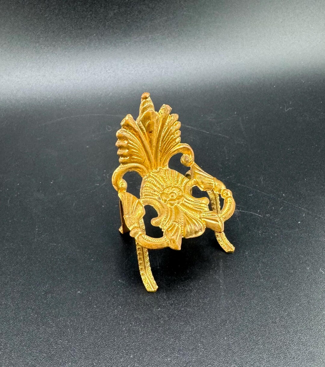 HTF Tiny Brass Ormolu Antique Dollhouse Chair Fancy Victorian Parlor ...