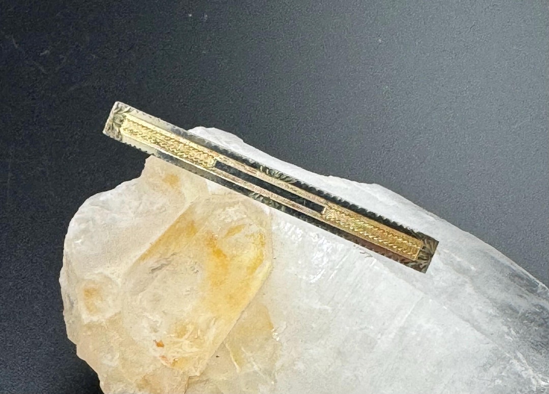 Antique Art Deco Gold & Silver Bar Pin Brooch Lapel Pin Machine Worked ...