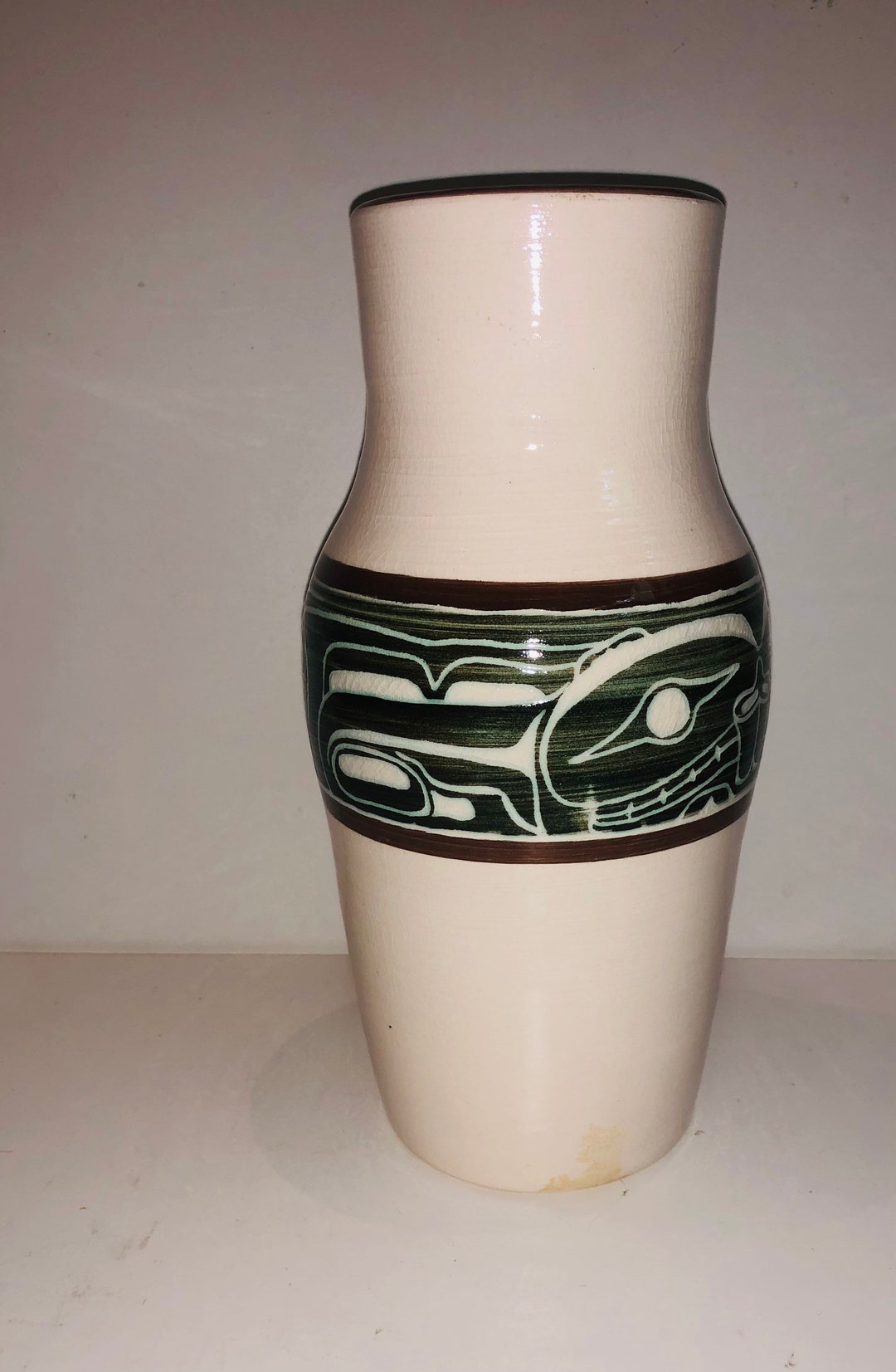 1995 Art Pottery Etch Ware Native Inspired USA Vase Sgraffito Style ...