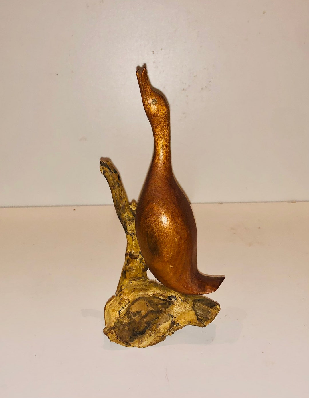 Vintage Carved Wooden Duck Decoy Sculpture Folk Art Water Fowl Statue ...